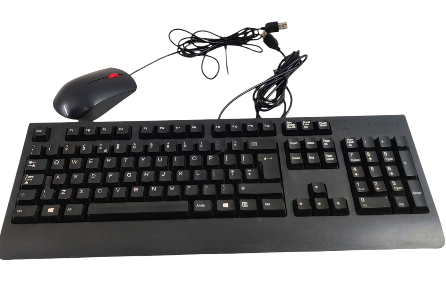 Lenovo USB Wired UK QWERTY Keyboard and Mouse Set, Black Essential ...