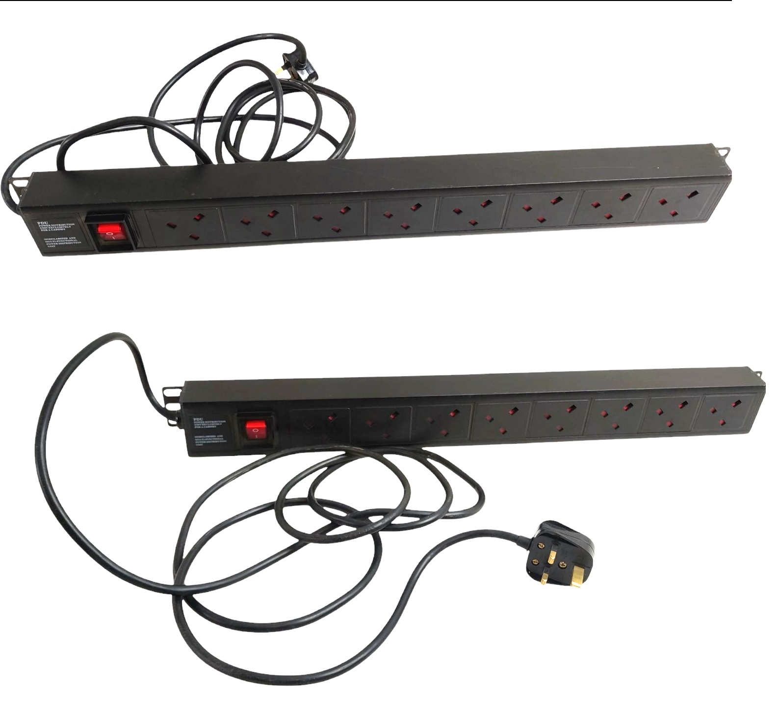 SET OF 2 X 8 Way UK Horizontal 19″ Rack Mount PDU with Rack Brackets ...